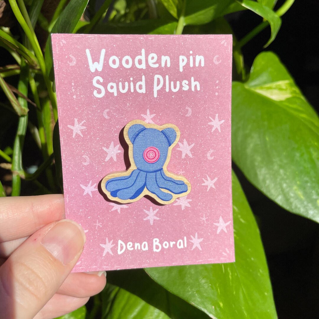 Squid Plush Wooden Pin | Coraline Pin Collection Natural Pine Wood - Etsy