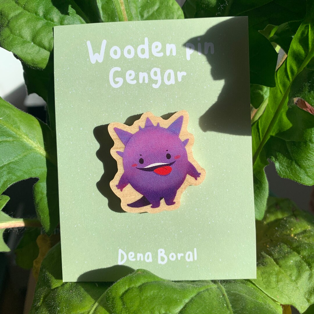 Gengar Wooden Pin Badge Original Gift Inspired Fanart | Eco Friendly ...