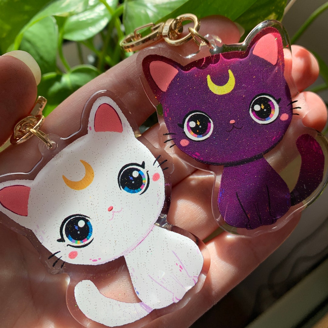 Sailor Moon Cat Runa | 2 Faces Acrylic Epoxy Keychain Glitter - Etsy
