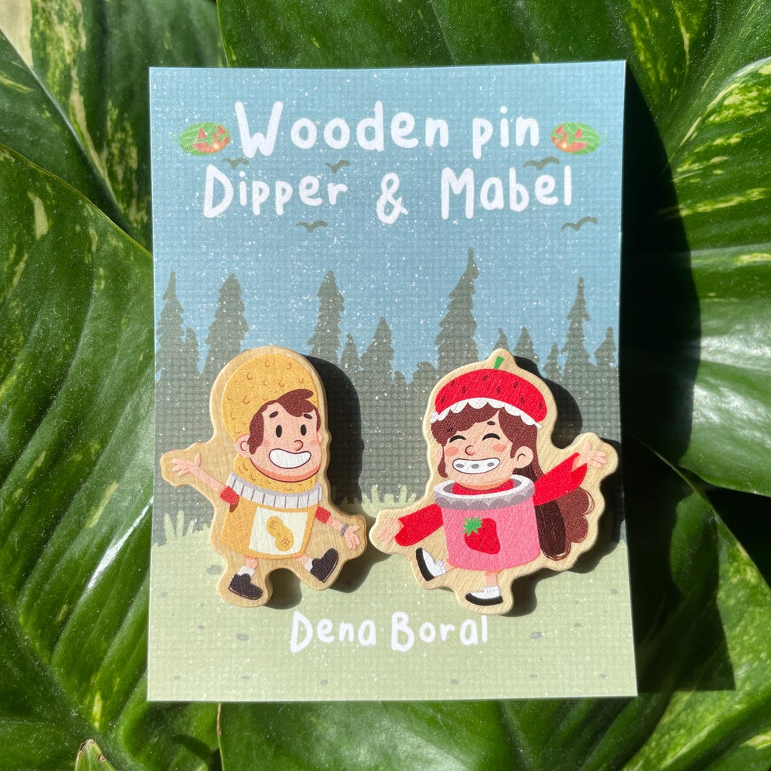 Summerween Mabel & Dipper Double Pin Gravity Falls Wooden Pin - Etsy