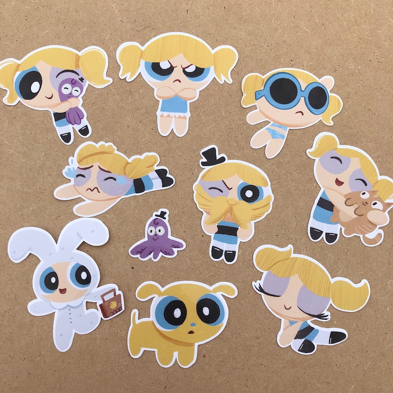 Bubbles the Powerpuff Girls Sticker Pack Original Fanart - Etsy