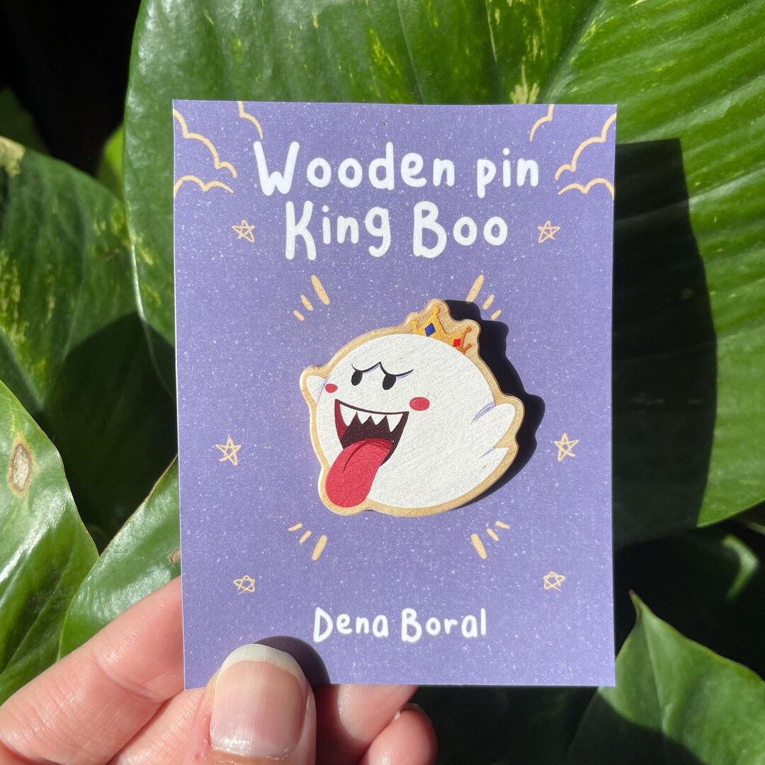 King Boo Wooden Pin Super Mario Bros, Nintendo Switch Badge - Etsy