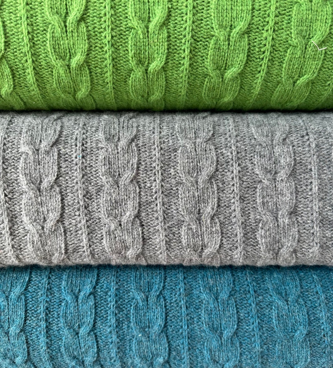 Merino-Strick grob mit Zopfmuster, 100% Merinowolle, 25cm, Meterware ...