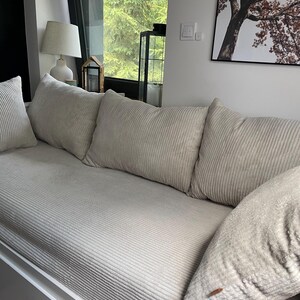 Inch Cream STRIPES CORDUROY Daybed Slip Cover. Set for Daybed: Cover ...