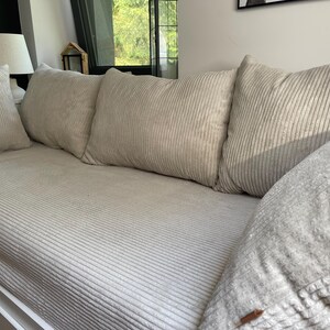Inch Cream STRIPES CORDUROY Daybed Slip Cover. Set for Daybed: Cover ...