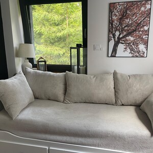 Inch Cream STRIPES CORDUROY Daybed Slip Cover. Set for Daybed: Cover ...