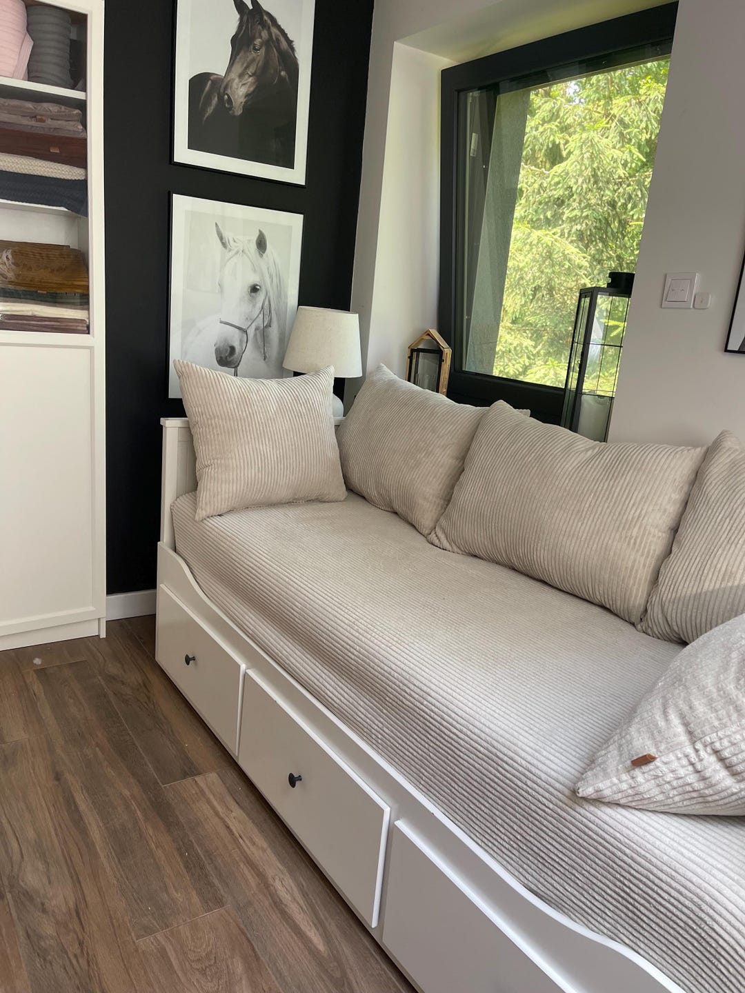 Inch Cream STRIPES CORDUROY Daybed Slip Cover. Set for Daybed: Cover ...