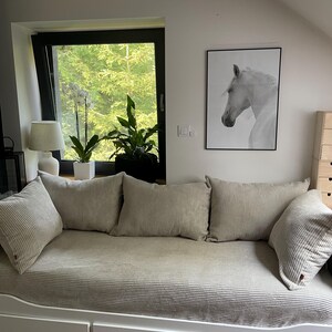 Inch Cream STRIPES CORDUROY Daybed Slip Cover. Set for Daybed: Cover ...
