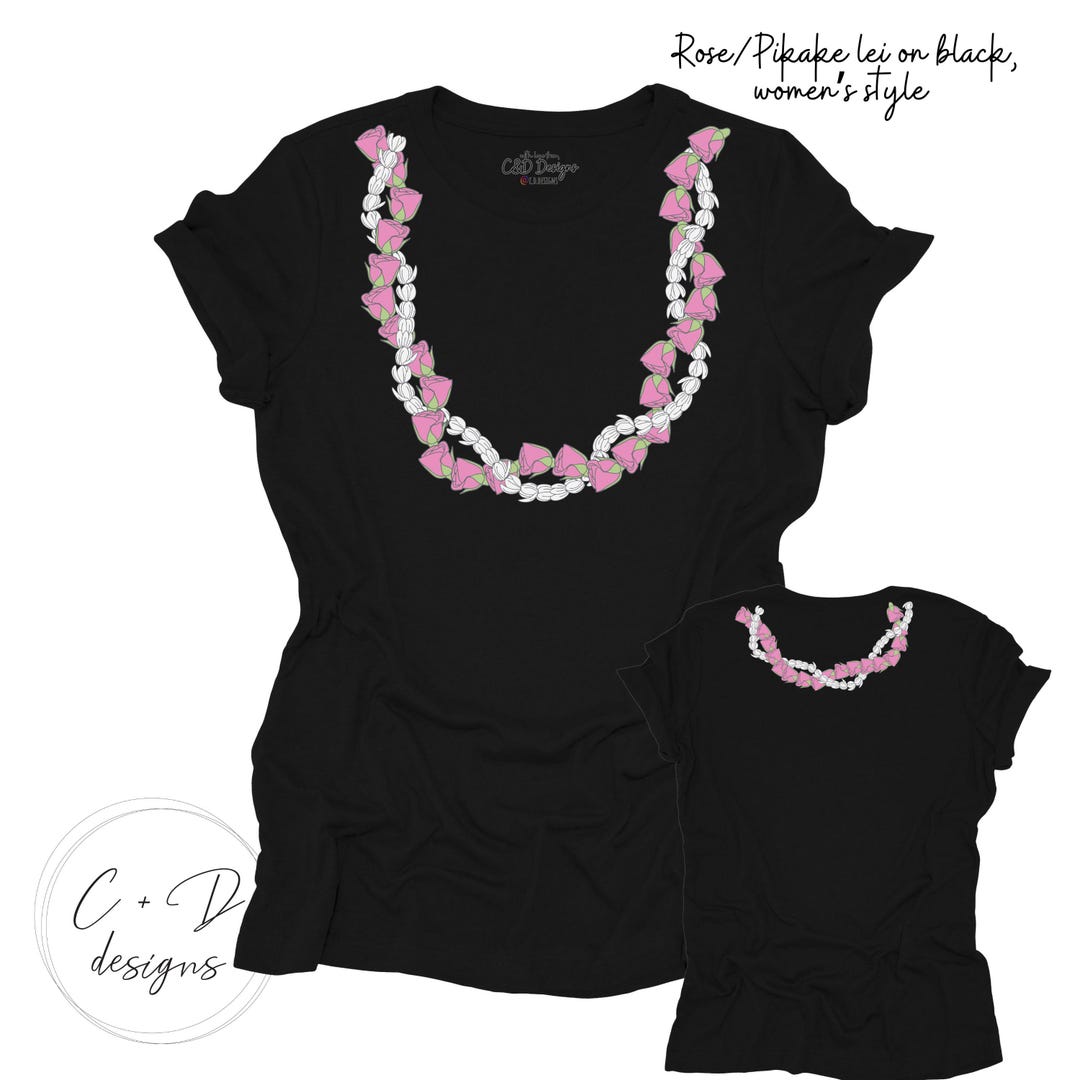 Pikake & Lokelani Rose Lei T-shirt: Hawaiian Wraparound Design - Etsy