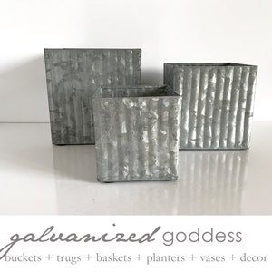 Galvanized Cube Planters Vertical Ribs 3 Sizes Windowsill - Etsy