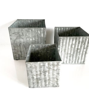 Galvanized Cube Planters Vertical Ribs 3 Sizes Windowsill - Etsy