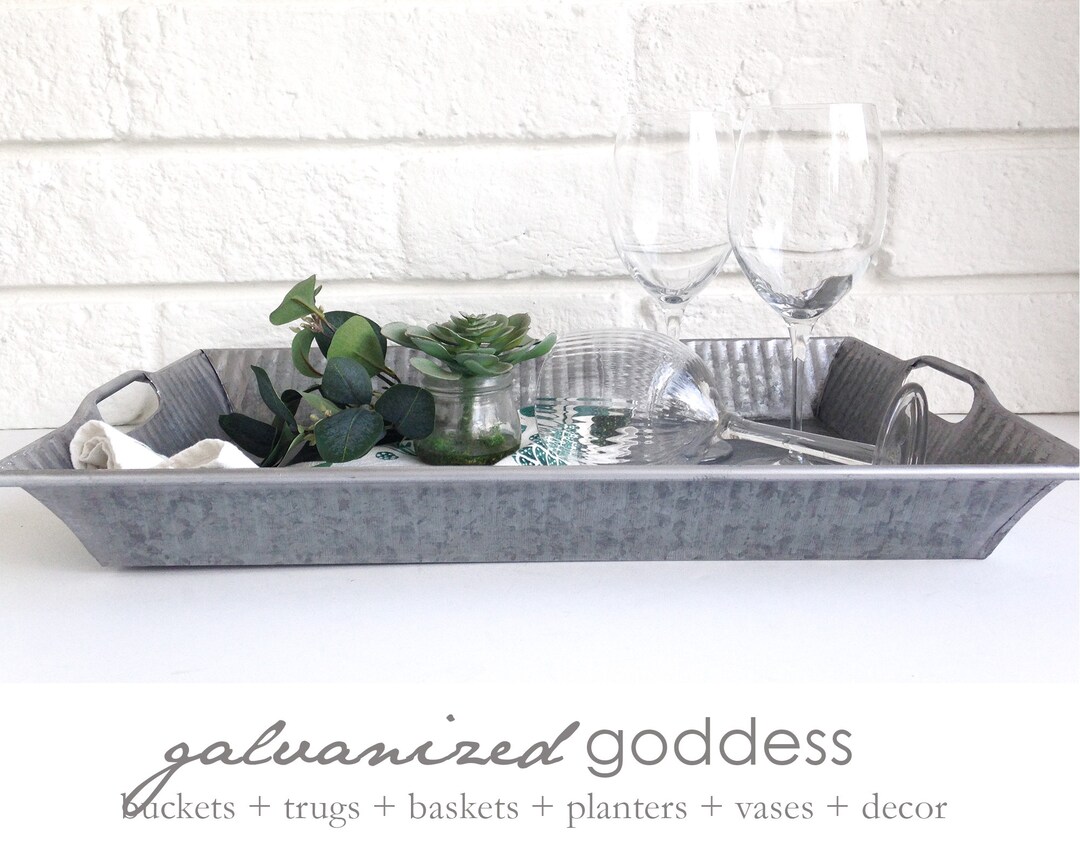 Galvanized Tray, Ottoman Tray, Galvanized Decor, Kitchen Decor, Tray ...