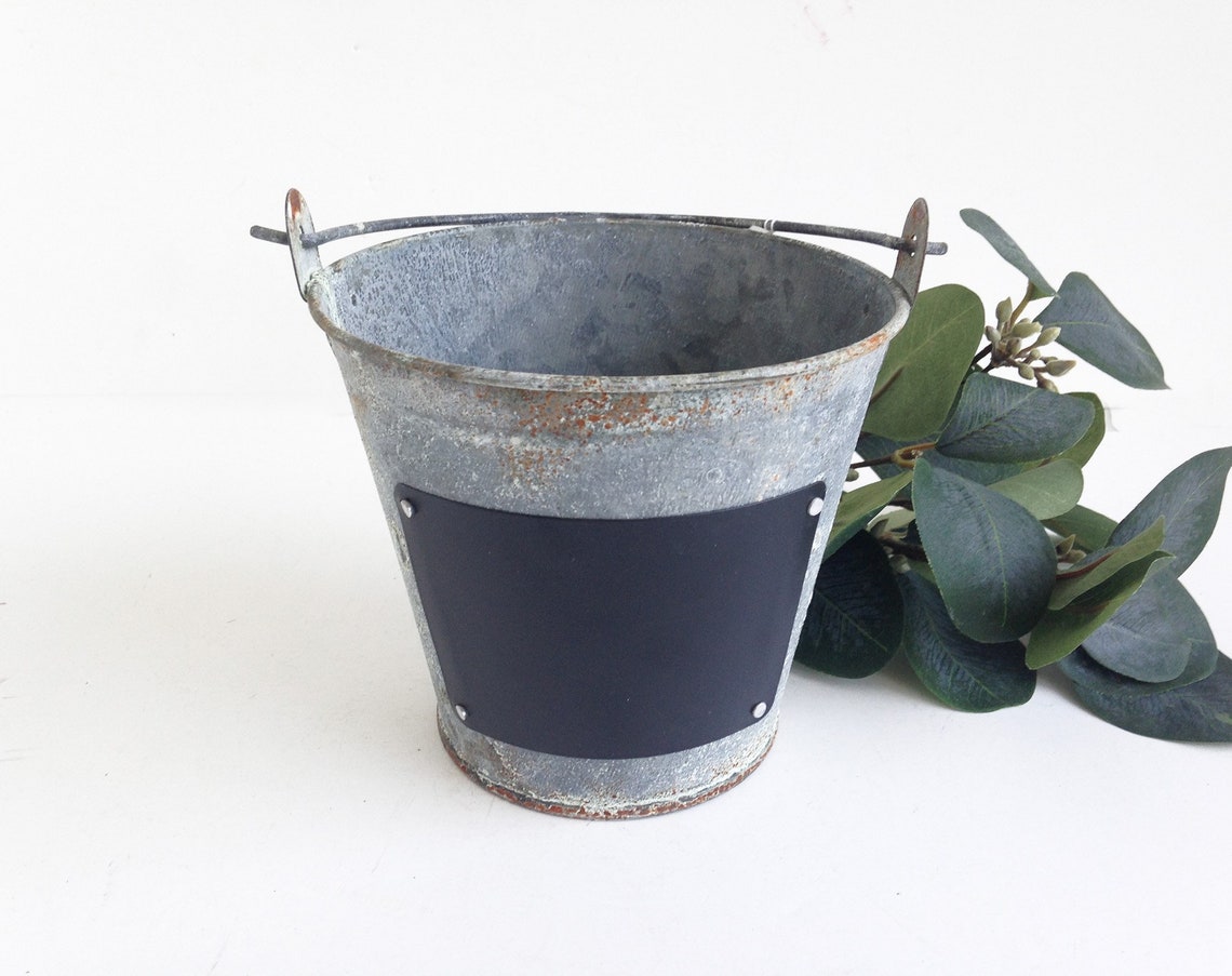 Chalkboard Pail Rustic Metal Pail Galvanized Pail Kids - Etsy