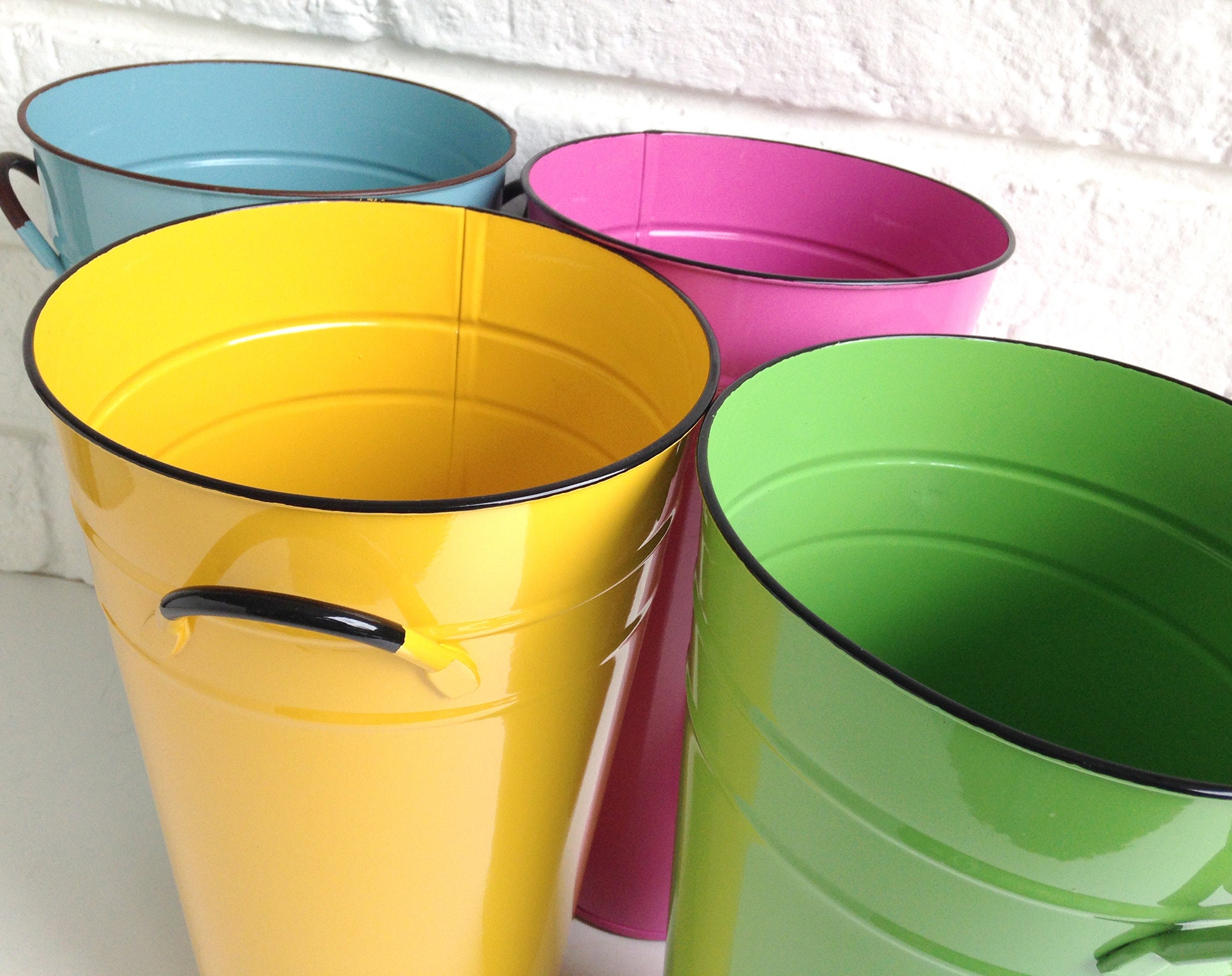 French Floral Bucket Enamel Flower Bucket Tall Flower - Etsy