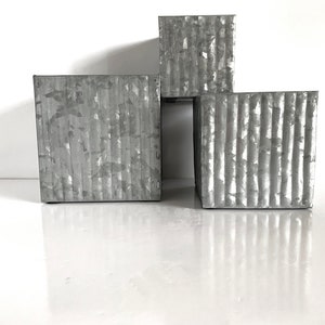 Galvanized Cube Planters Vertical Ribs 3 Sizes Windowsill - Etsy