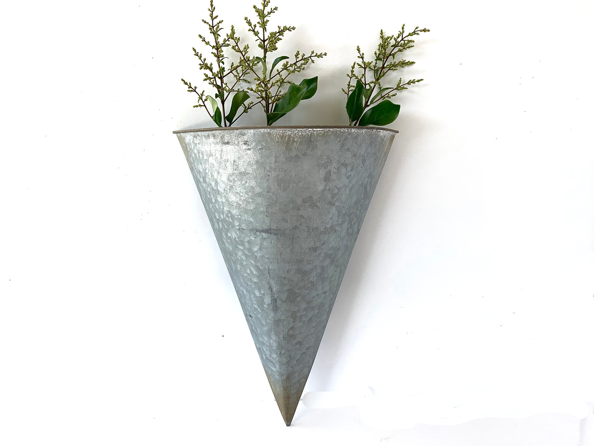 Galvanized Metal Wall Planter Cone Planter Wall Planter | Etsy