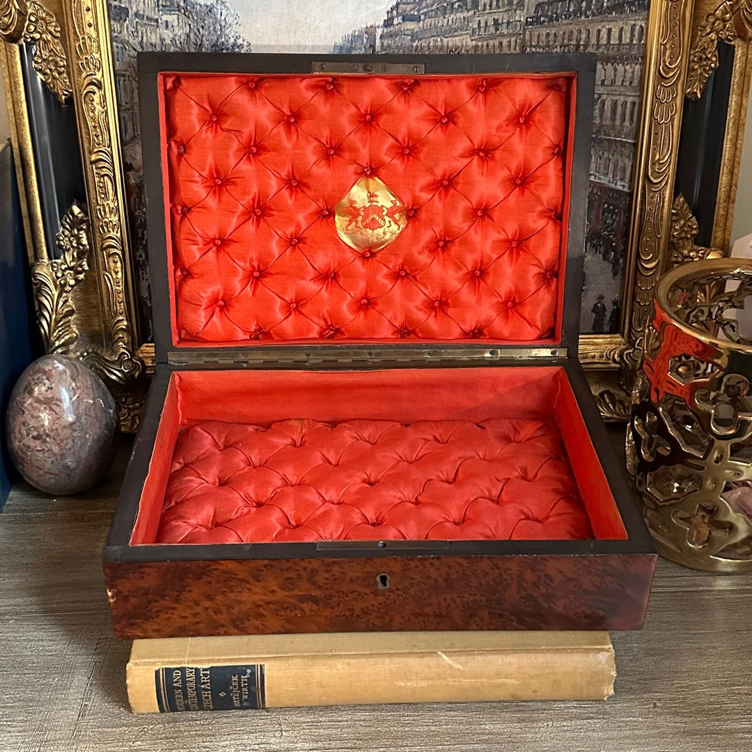 Antique French Tufted Silk Jewelry Box Marquetry - Etsy