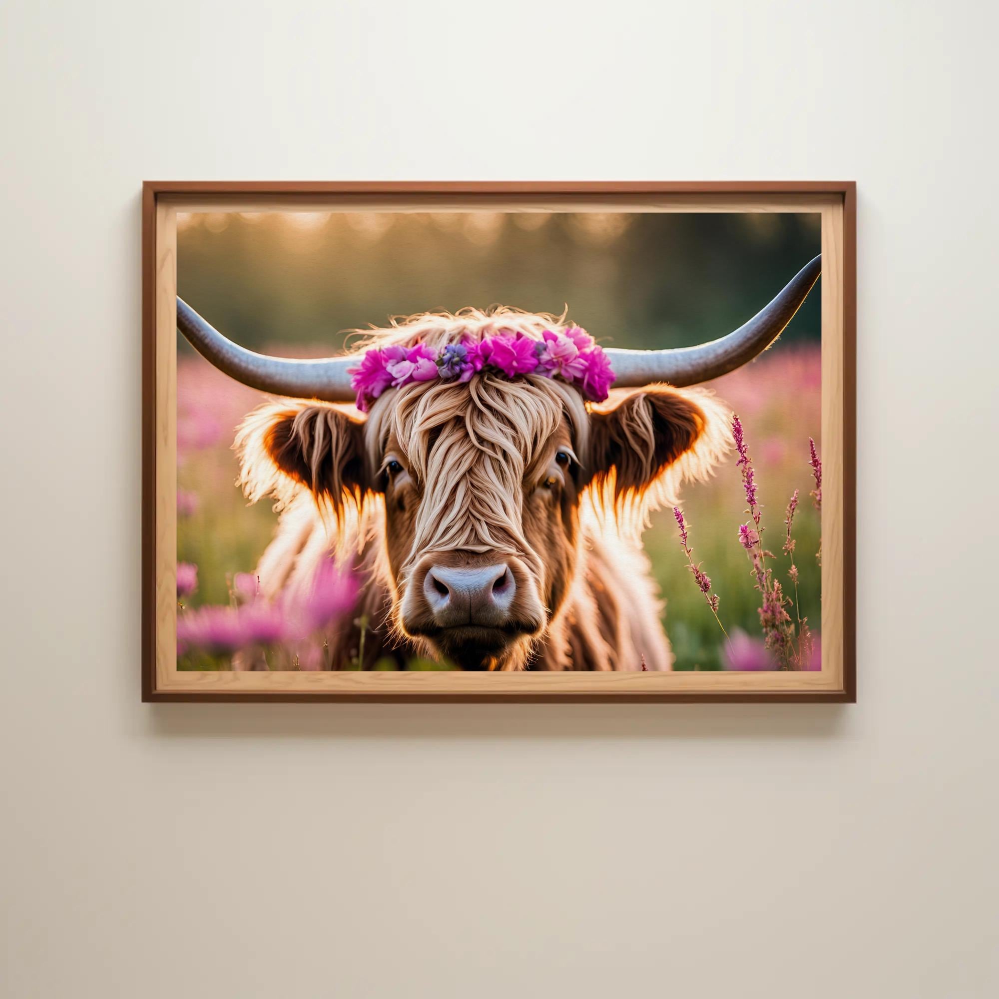 Girly Pink Highland Cow Wall Art, Girls Bedroom Nursery Print, Highland ...