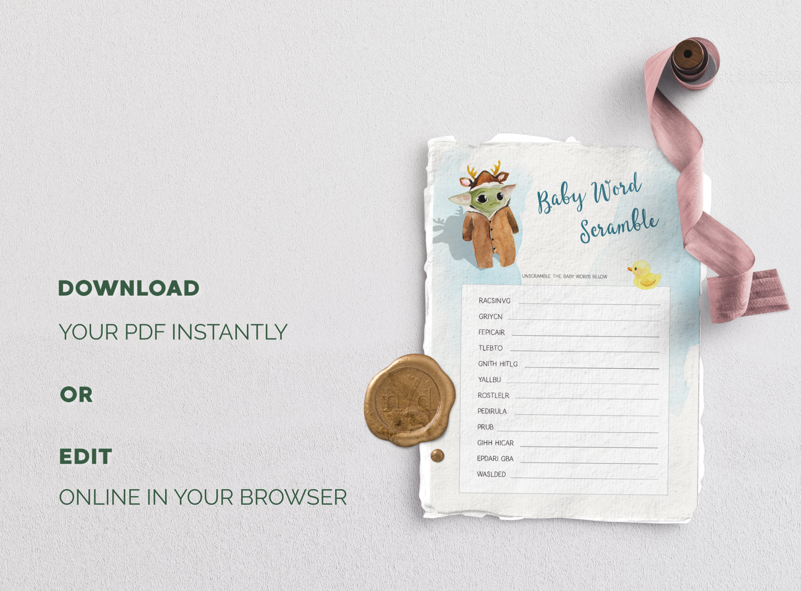 Baby Shower Game Party Word Scramble Alien Baby Shower Party - Etsy