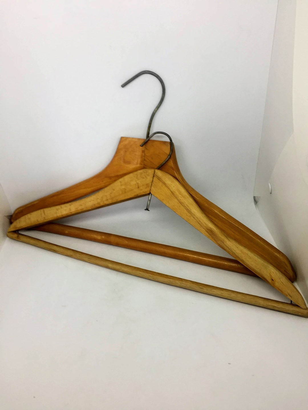 Midcentury Round Wood Hangers Set of 2, Soviet Vintage Wooden Hangers ...