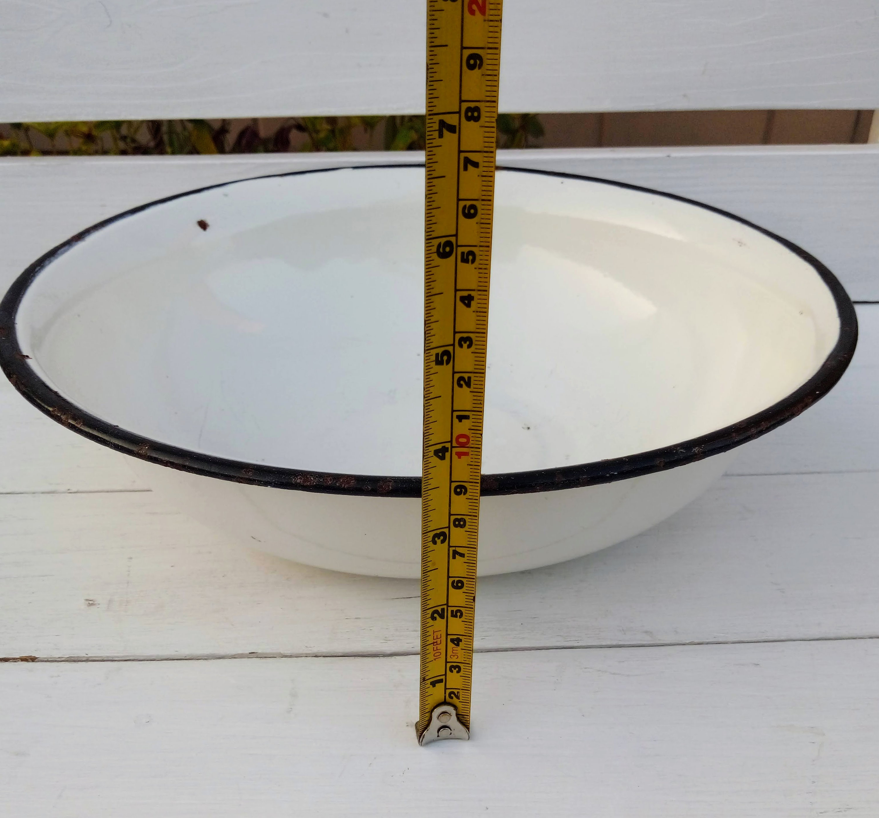 Enamel Dish, Large Metal Bowl, Rusty Enamel Dish, Rustic Vintage Enamel ...