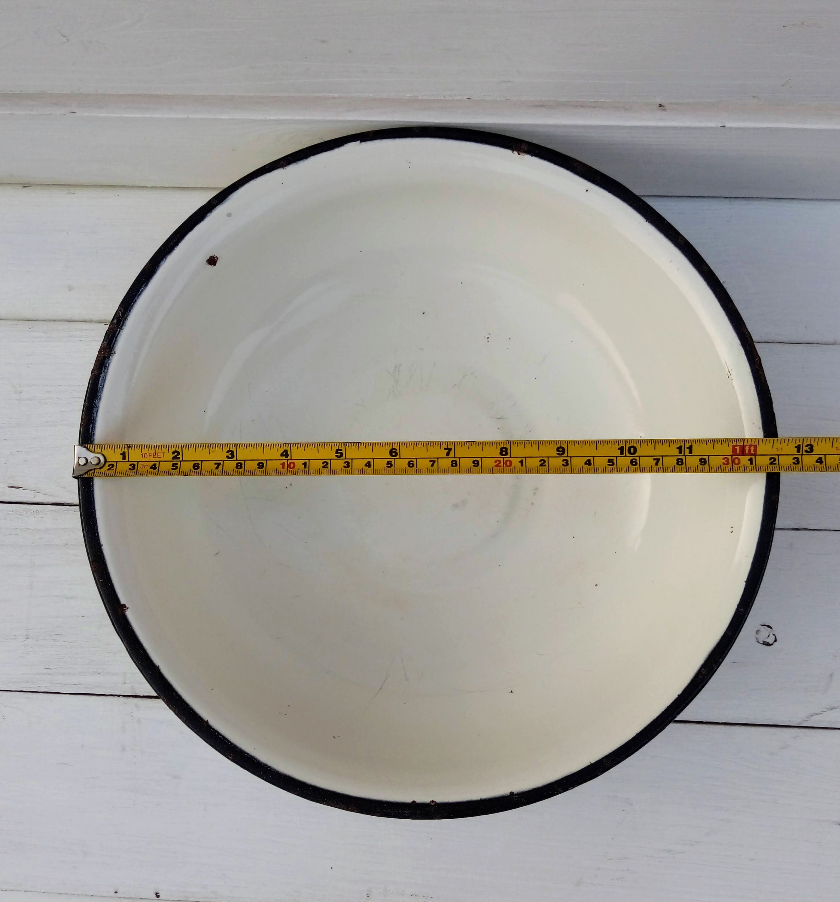 Enamel Dish, Large Metal Bowl, Rusty Enamel Dish, Rustic Vintage Enamel ...