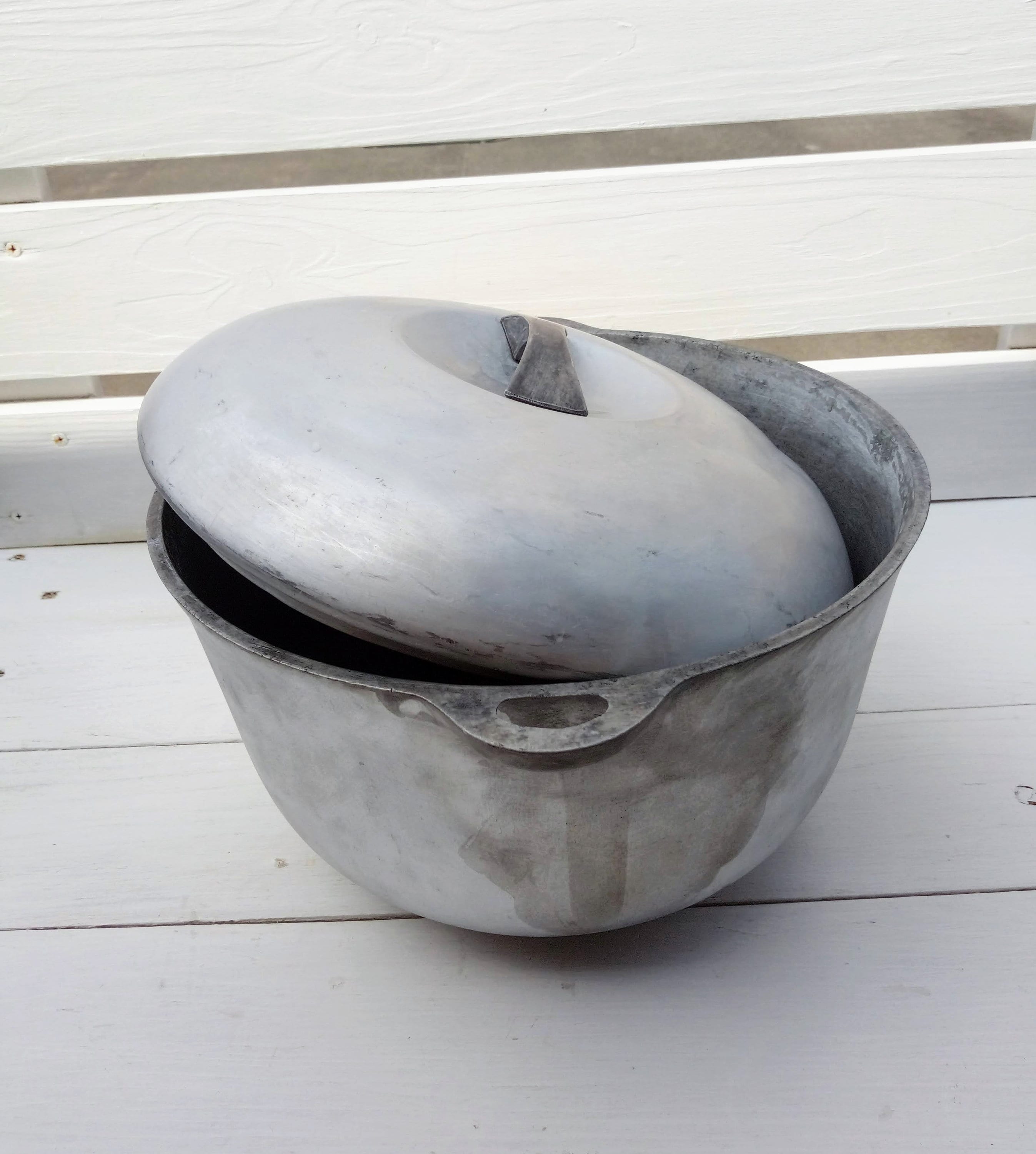 Vintage Large Metal Cauldron With Lid 6L Soviet Russian Stove Pot ...