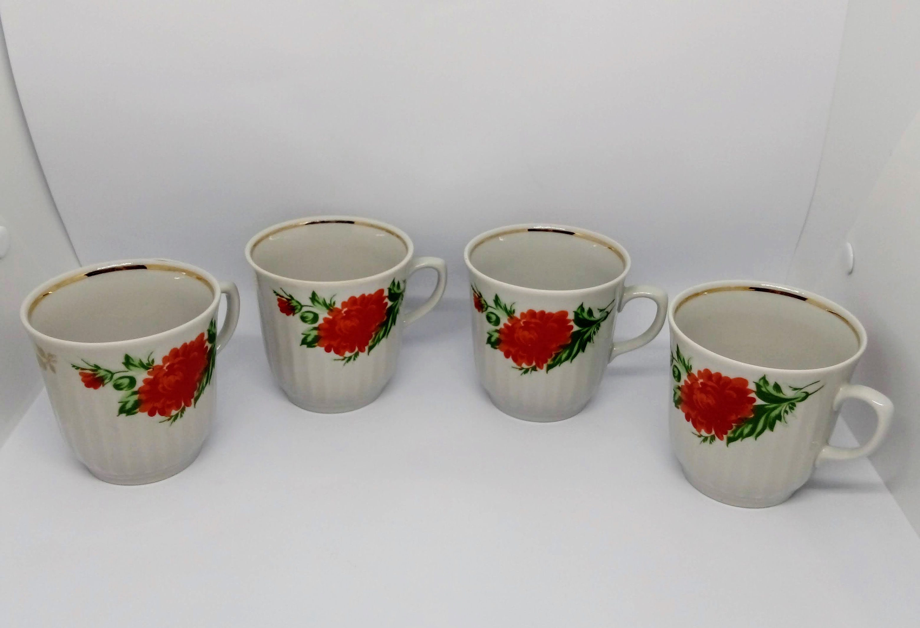 Set of 4 Vintage Coffee Tea Cup Soviet Tea Set Russian Cup Design ...