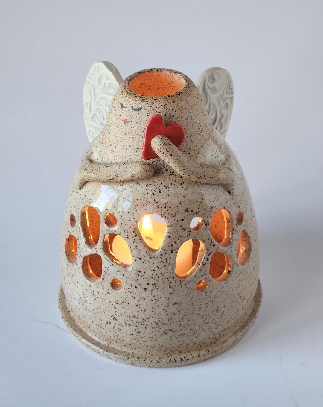 Angel With Heart Luminary Handmade Ceramic Lantern - Etsy