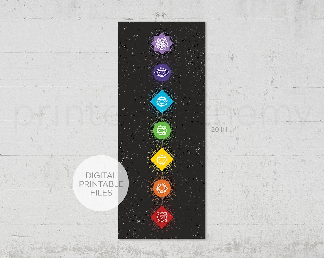 Chakra Banner Printable Art 8x20 Banner, Minimal Retro Vintage Design ...