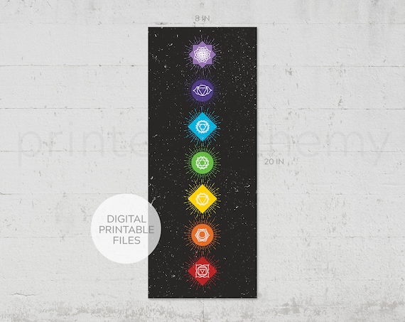 Chakra Banner Printable Art 8x20 Banner Minimal Retro Vintage | Etsy