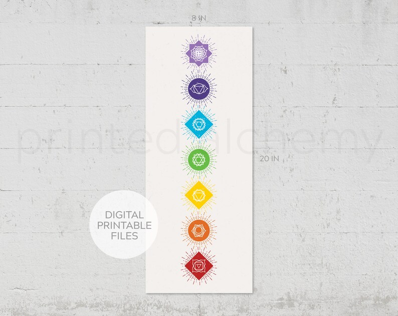 Chakra Banner Printable Art 8x20 Banner, Minimal Retro Vintage Design ...