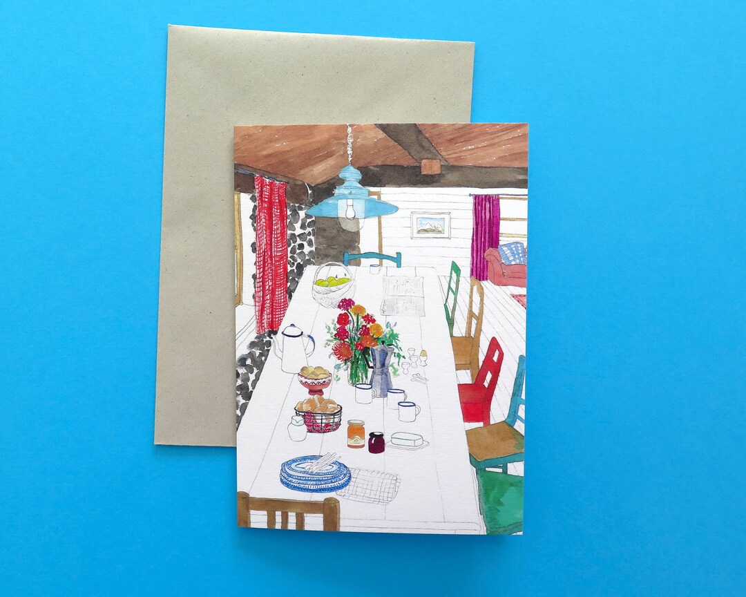 Cabin Breakfast Greeting Card / Blank Inside / Cabin Interior - Etsy