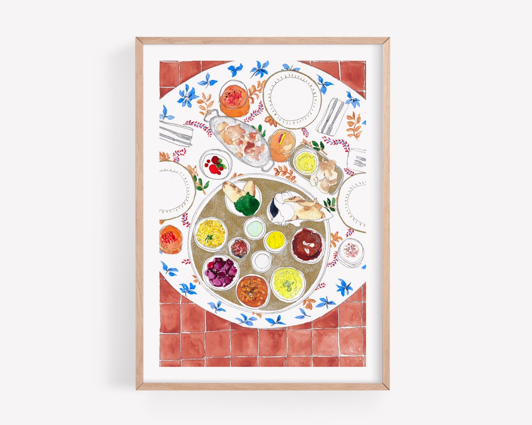 Indian Meal Art Print, Watercolor Illustration (A5) - Etsy
