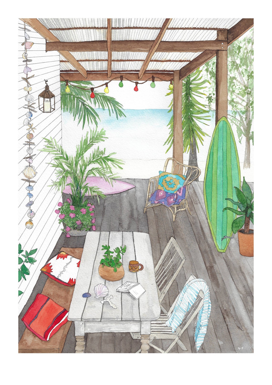 Surf Shack Illustration Art Print / Signed Limited Edition | Etsy