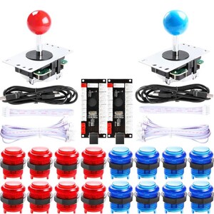 DIY 2 Player Arcade Light up Buttons and Sanwa Joystick Kit With Usb ...