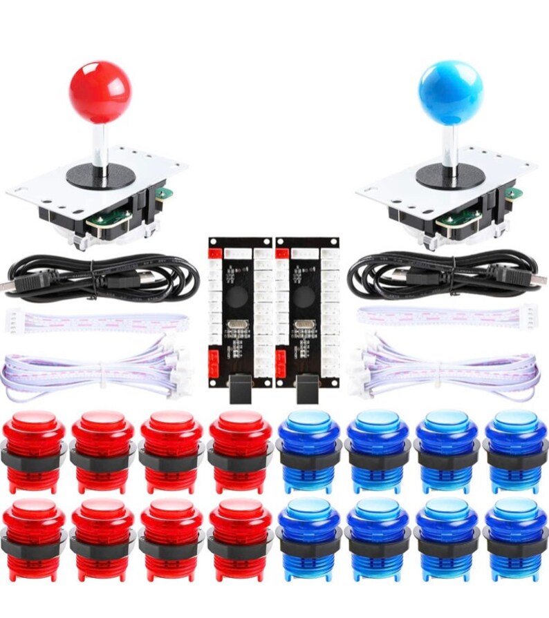 DIY 2 Player Arcade Light up Buttons and Sanwa Joystick Kit | Etsy