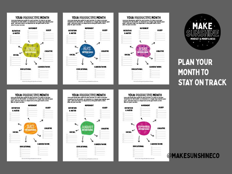 Printable GOALS & INTENTIONS Worksheets to Reach Your Goals | Instant ...