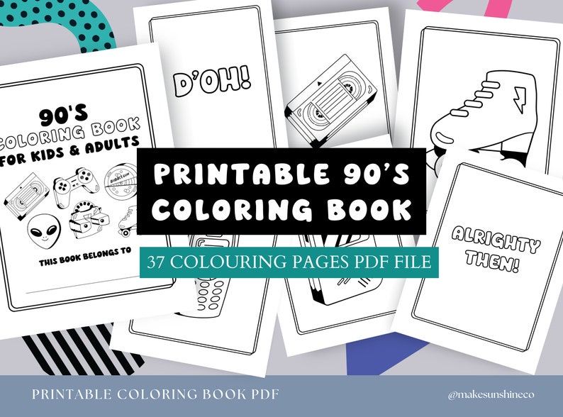 90s Coloring Book Pages Printable PDF 37 90s Retro Style - Etsy
