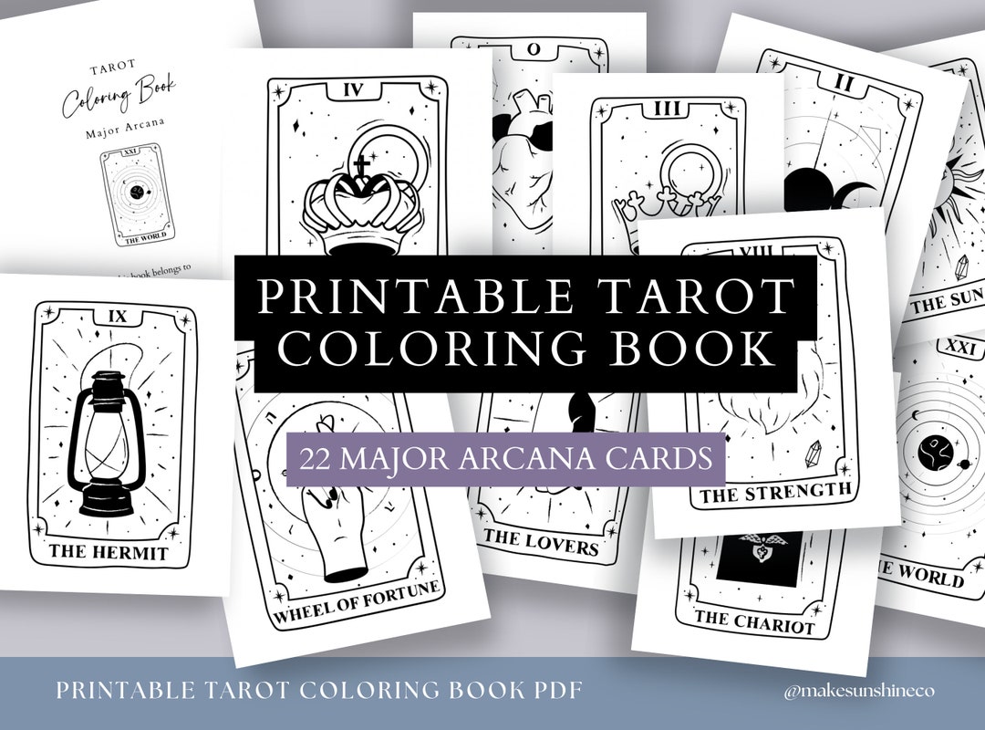 Tarot Card Deck Coloring Book Pages Printable PDF | 22 Major Arcana ...