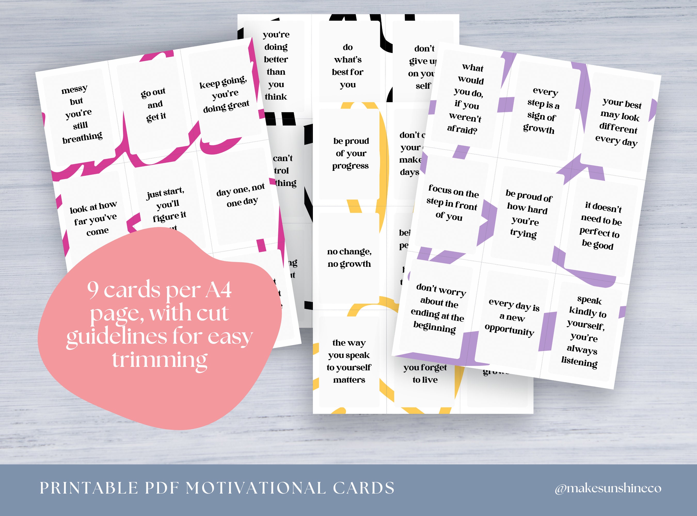 Printable Pep Talk Motivational Quote Prompt Cards, Mindfulness, Self ...