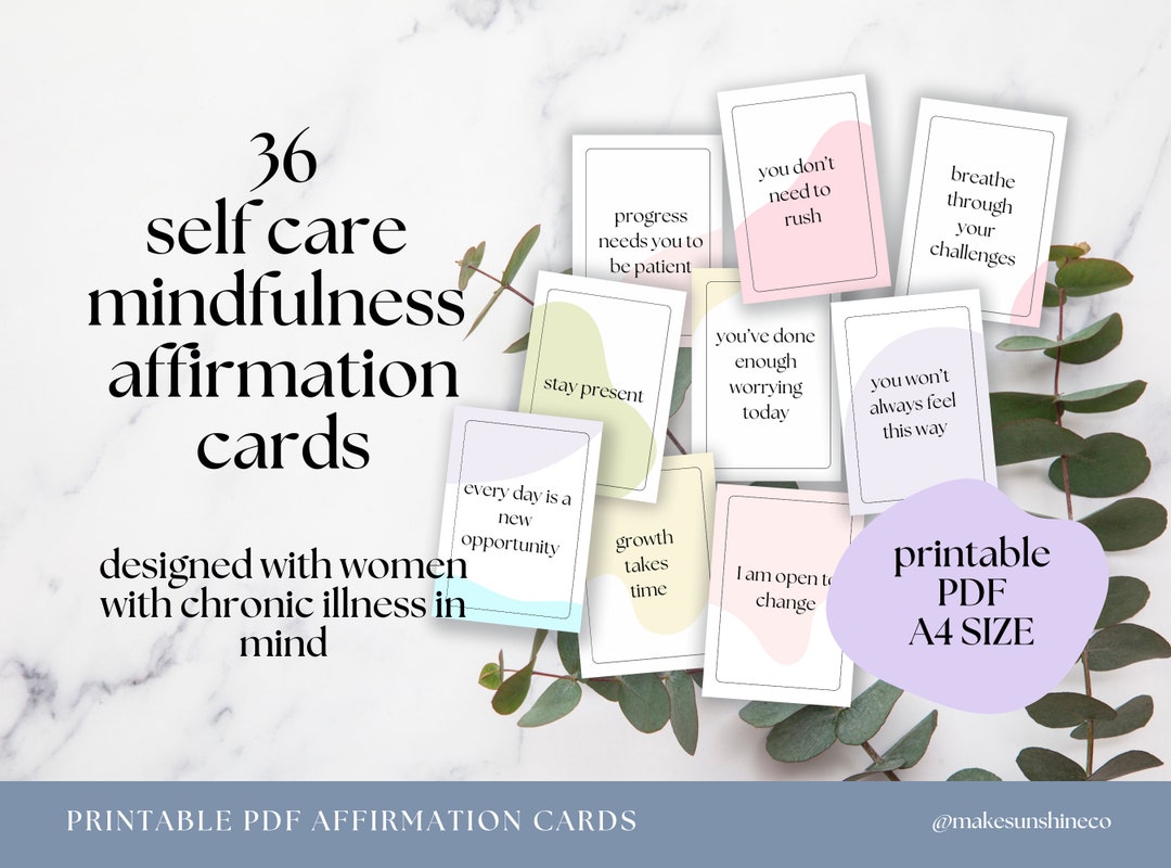 Self Care Affirmation Cards for Women, Mindfulness Encouragement Quotes ...
