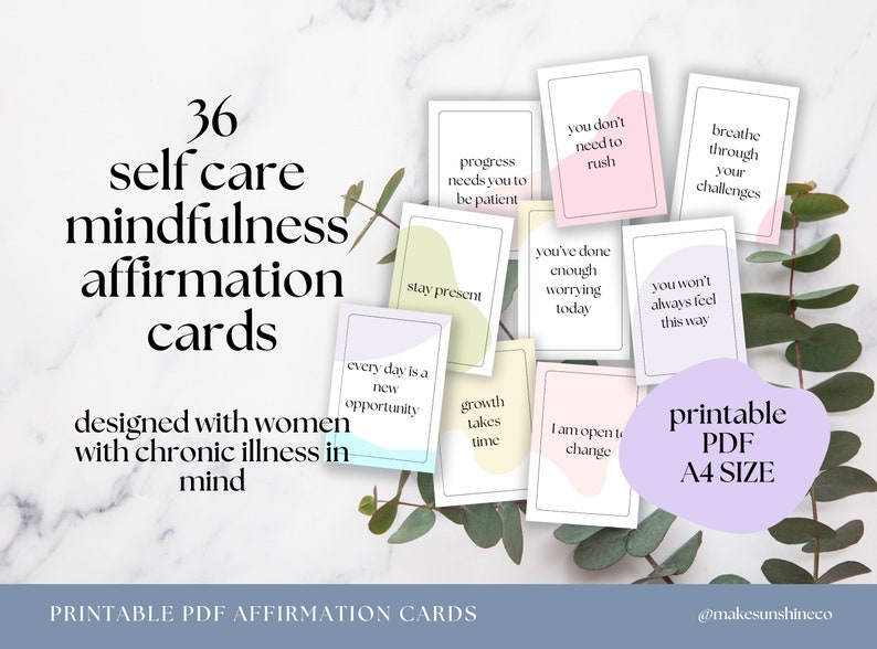 Self Care Affirmation Cards for Women, Mindfulness Encouragement Quotes ...
