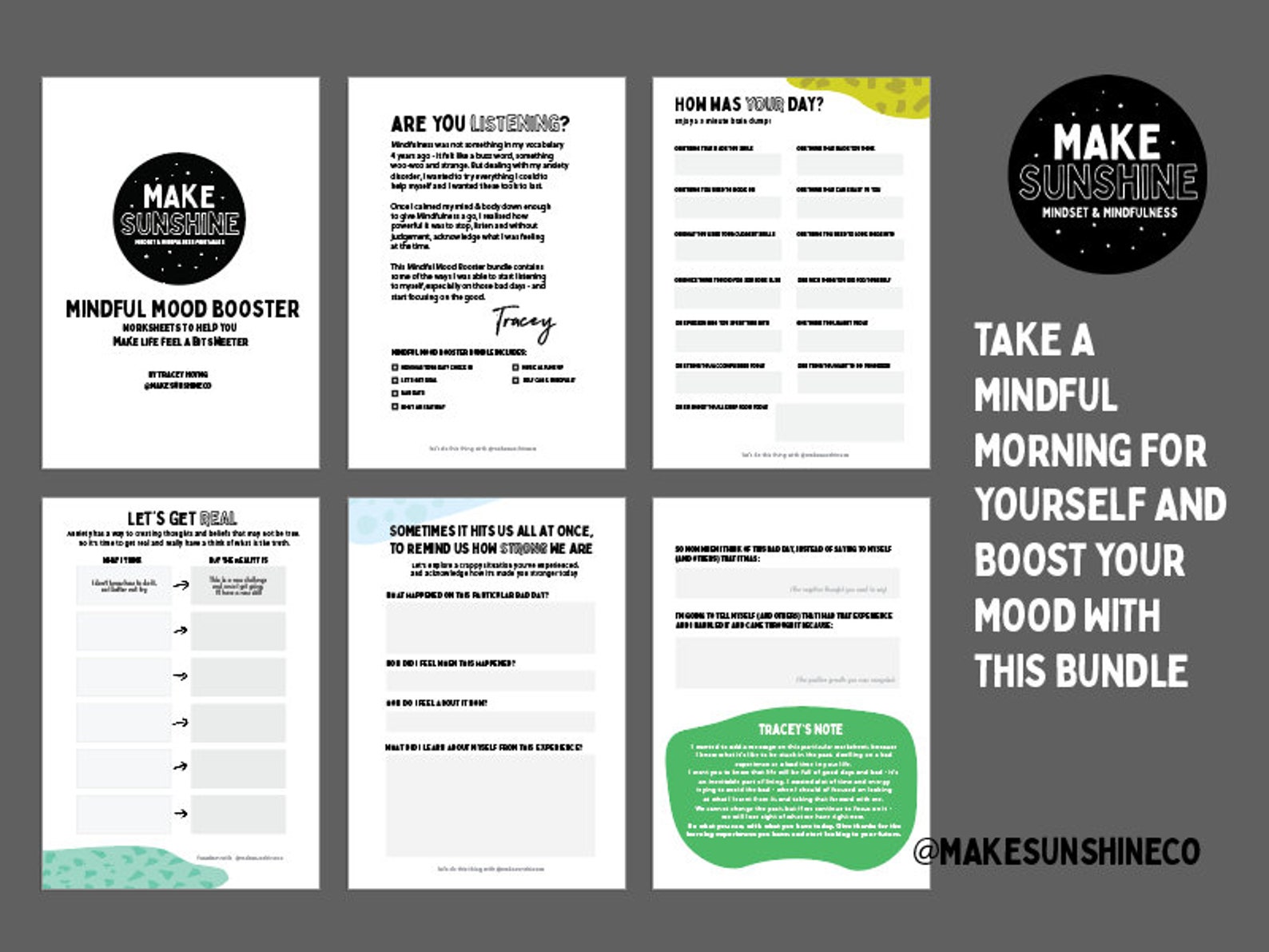 Printable MINDFUL MOOD Booster Worksheets to Learn More About Yourself ...