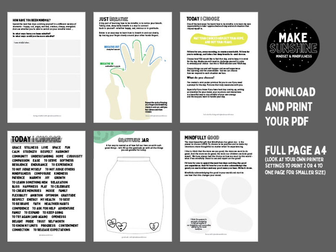 MINDFULNESS Worksheets to Get Mindful and Stay Mindful | Printable ...