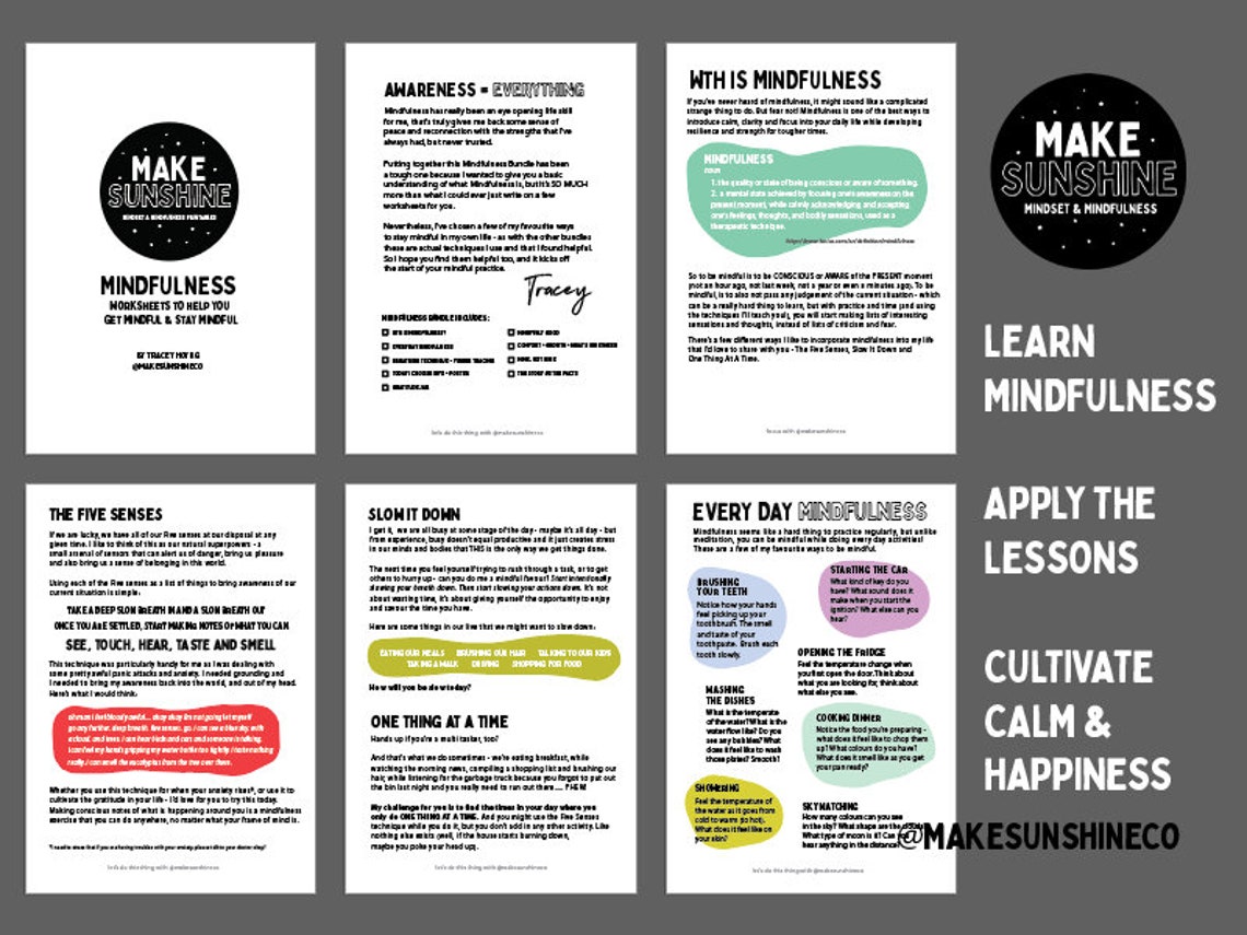 MINDFULNESS Worksheets to Get Mindful and Stay Mindful | Printable ...