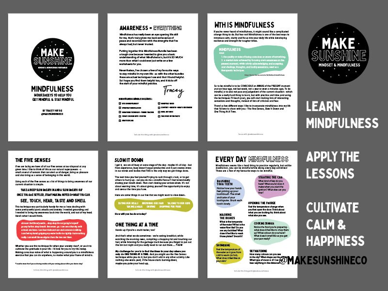 MINDFULNESS Worksheets to Get Mindful and Stay Mindful Printable ...