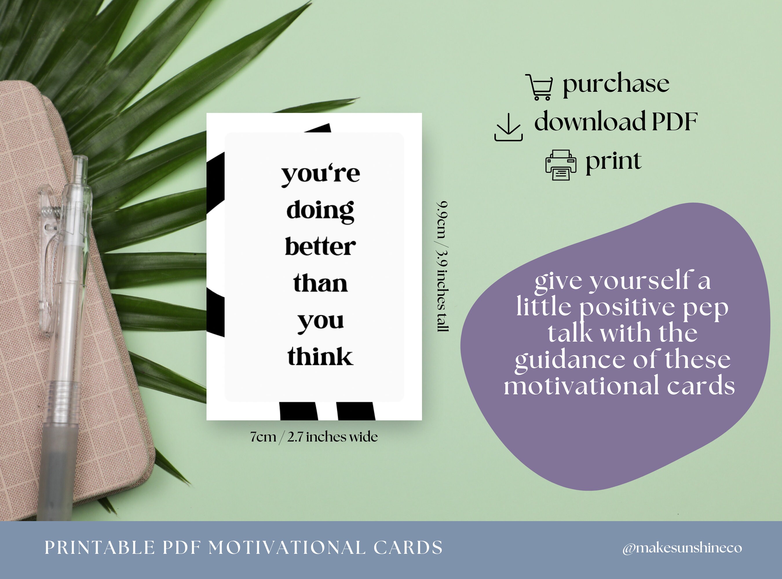 Printable Pep Talk Motivational Quote Prompt Cards, Mindfulness, Self ...