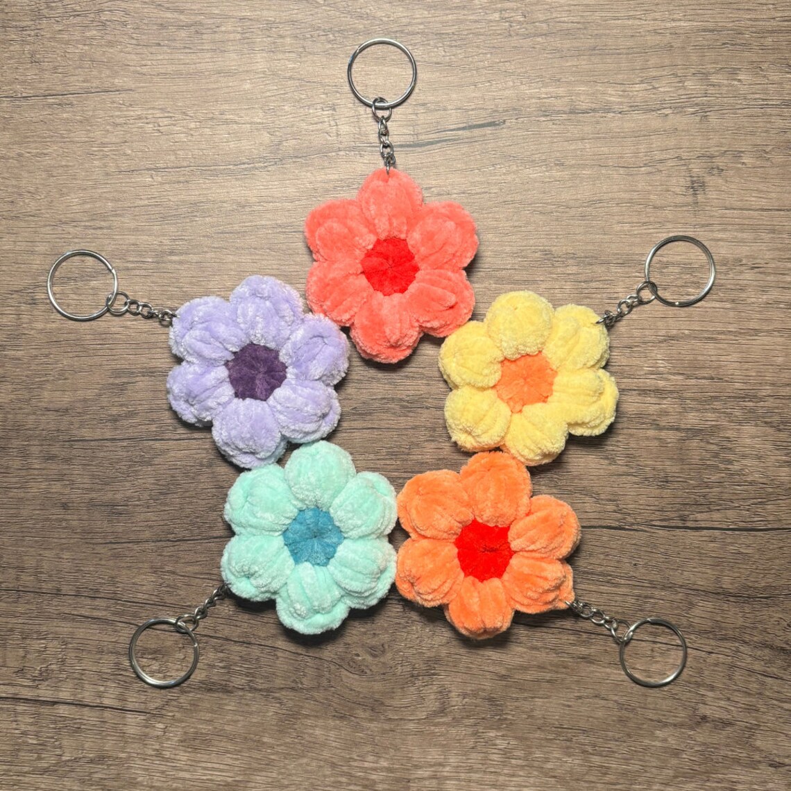Crochet Flower Keychain, Handmade Flower Key Charm, Crochet Gift for ...