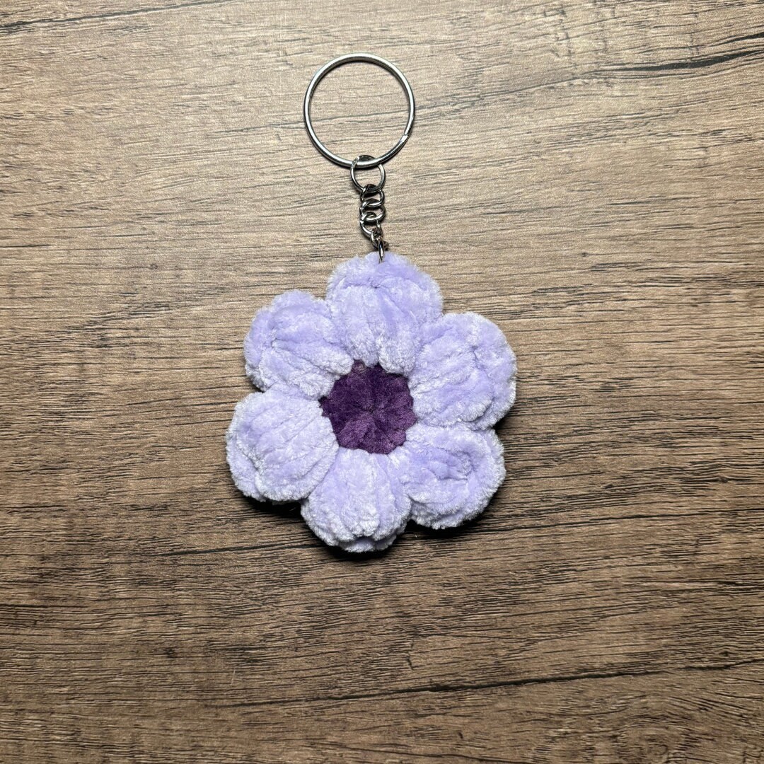 Crochet Flower Keychain, Handmade Flower Key Charm, Crochet Gift for ...